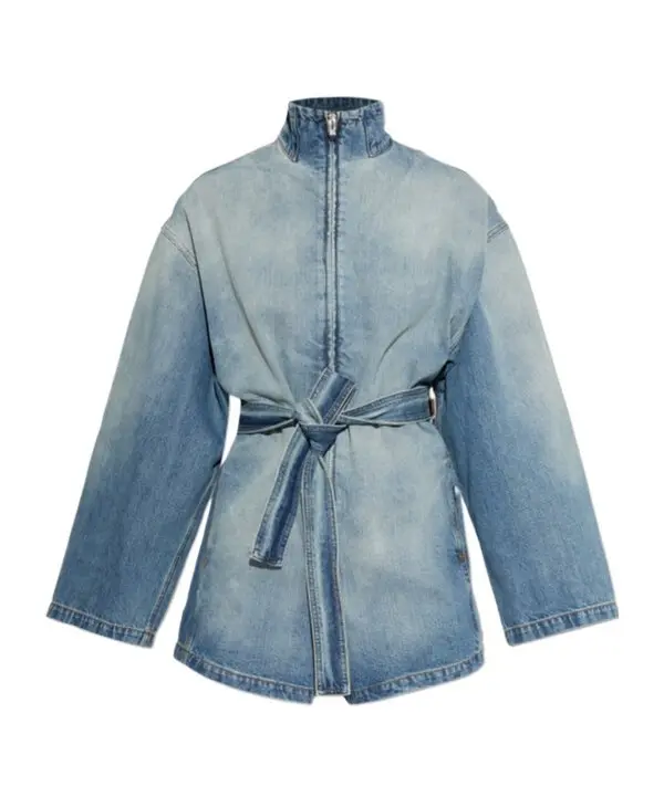 Alaïa Belted Denim Jumpsuit - Blue