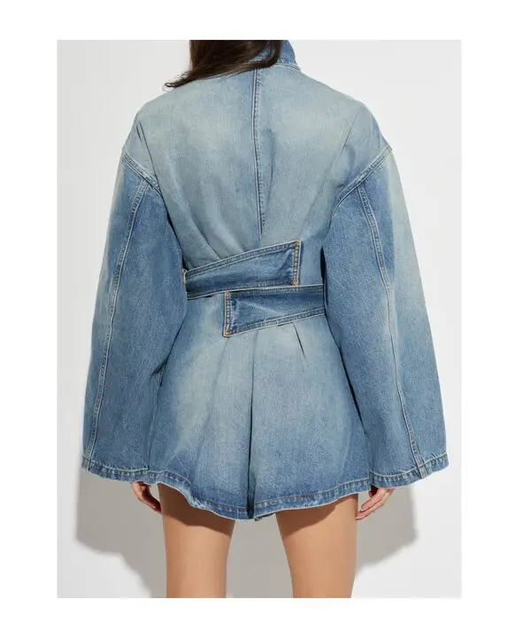 Alaïa Belted Denim Jumpsuit