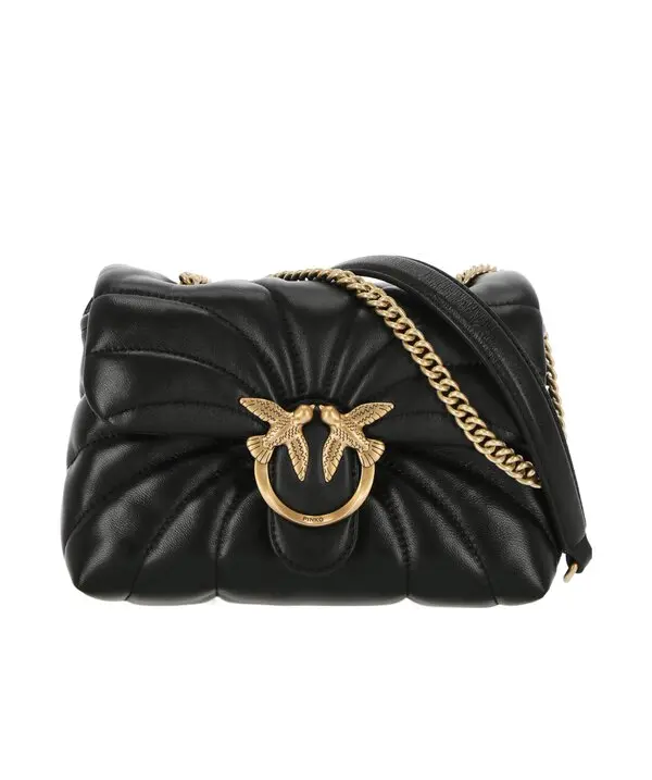 Pinko Love Puff Chain Linked Mini Crossbody Bag - Black