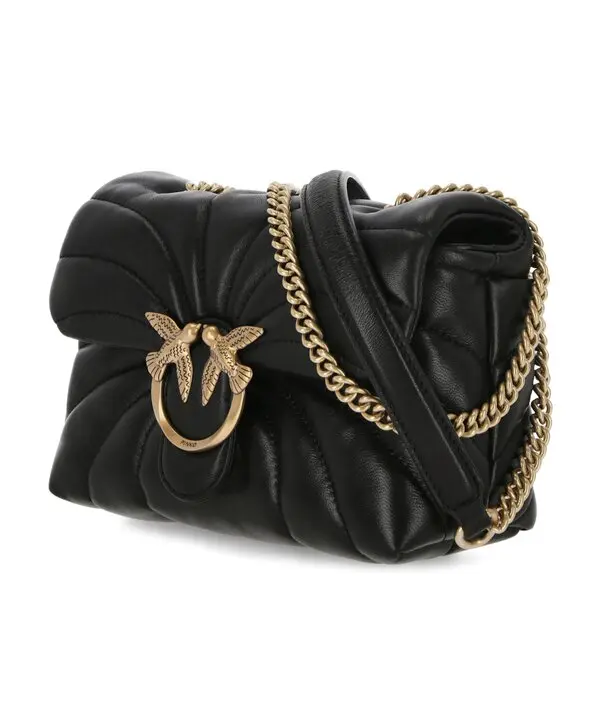 Pinko Love Puff Chain Linked Mini Crossbody Bag - Black