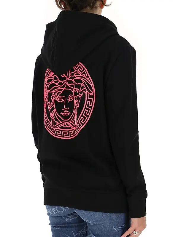 Versace Logo Print Zip-up Hooded Jacket