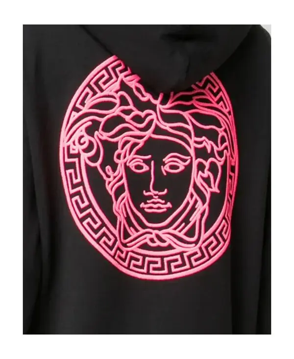 Versace Logo Print Zip-up Hooded Jacket