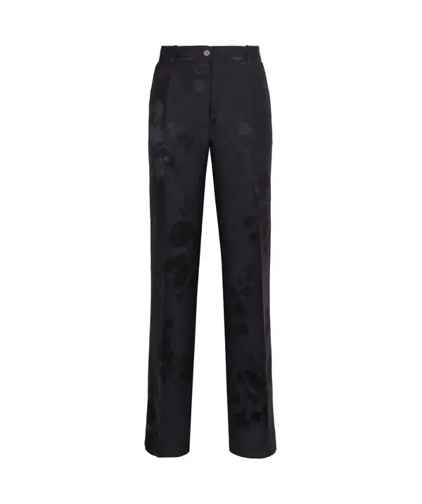 P.a.r.o.s.h Floral Print Straight-leg Trousers - Black