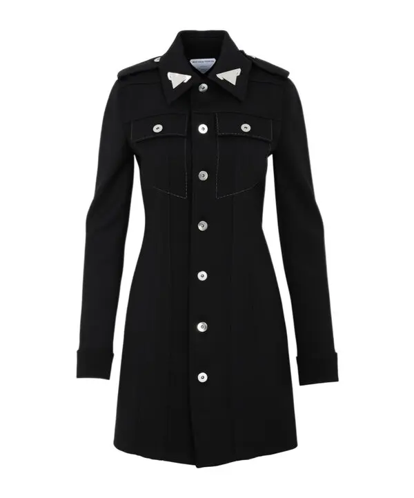 Bottega Veneta Structured Buttoned Mini Shirt Dress