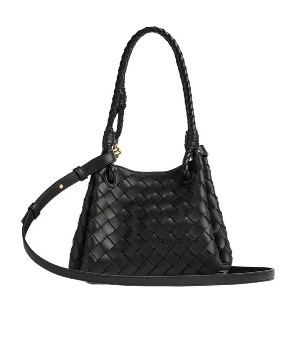 Bottega Veneta Small Intreciato Shoulder Bag - Black