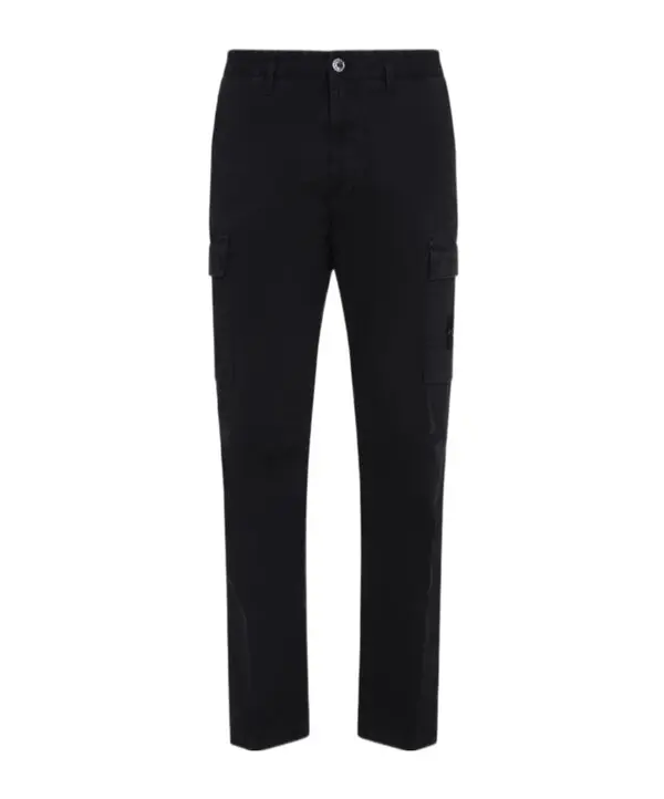Stone Island Cargo Pants With Logo Patch - Black