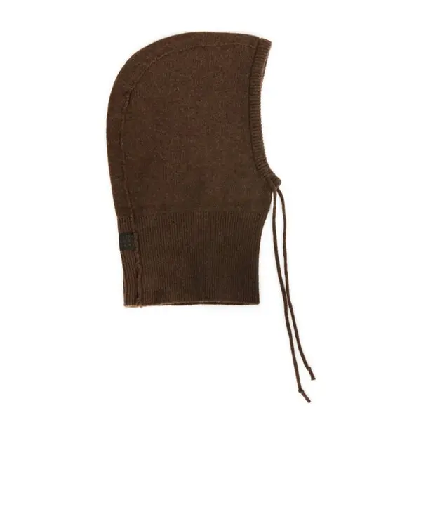 MAISON MARGIELA Knit Hood With Drawstring And Ribbed Trim - Brown