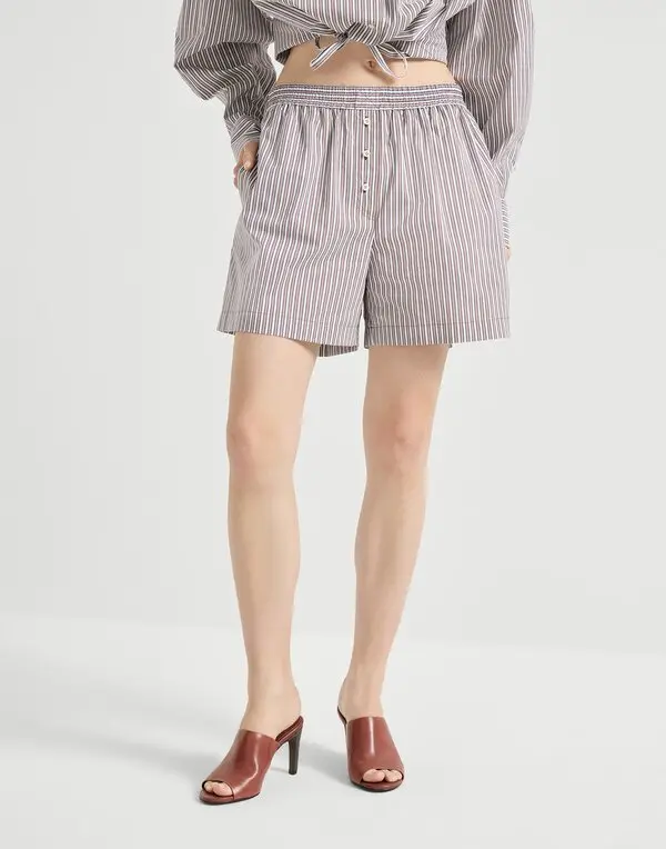 Brunello Cucinelli Striped Poplin Pyjama-style Shorts