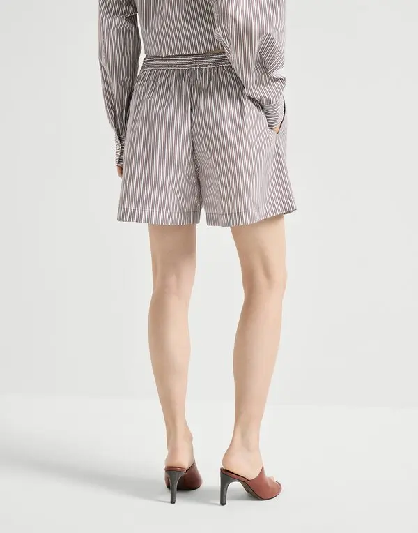 Brunello Cucinelli Striped Poplin Pyjama-style Shorts