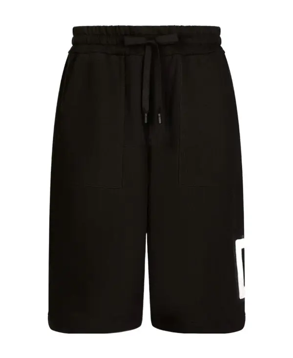 Dolce & Gabbana Drawstring Logo Patch Shorts - Black
