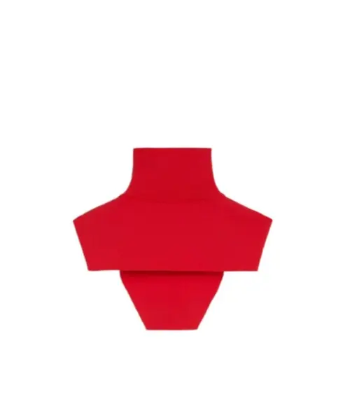 JIL SANDER Ribbed High Neck Top - Pulse Red