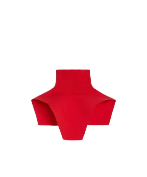 JIL SANDER Ribbed High Neck Top - Pulse Red