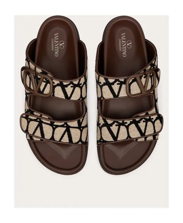 Valentino Garavani Vlogo Toile Iconographe Open Toe Sandals