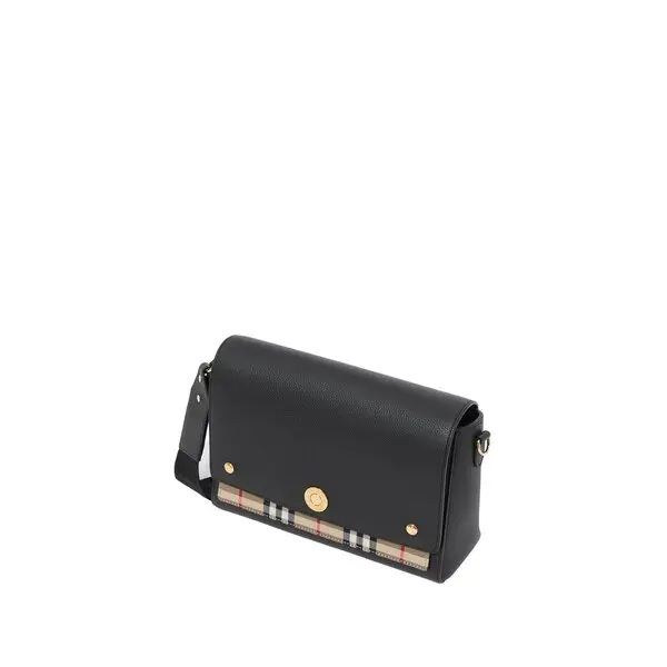 Burberry Vintage Checked Leather Crossbody Bag - Black