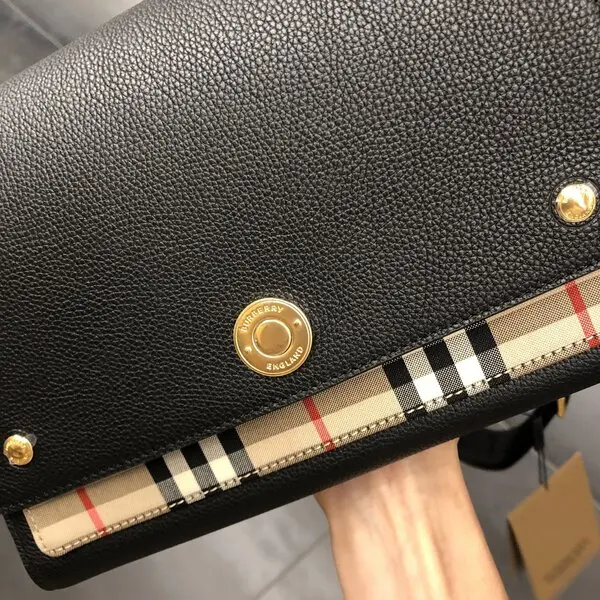 Burberry Vintage Checked Leather Crossbody Bag - Black