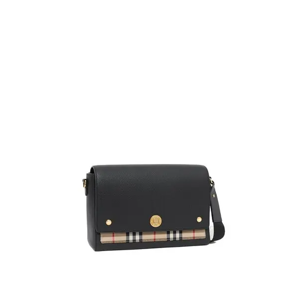 Burberry Vintage Checked Leather Crossbody Bag - Black