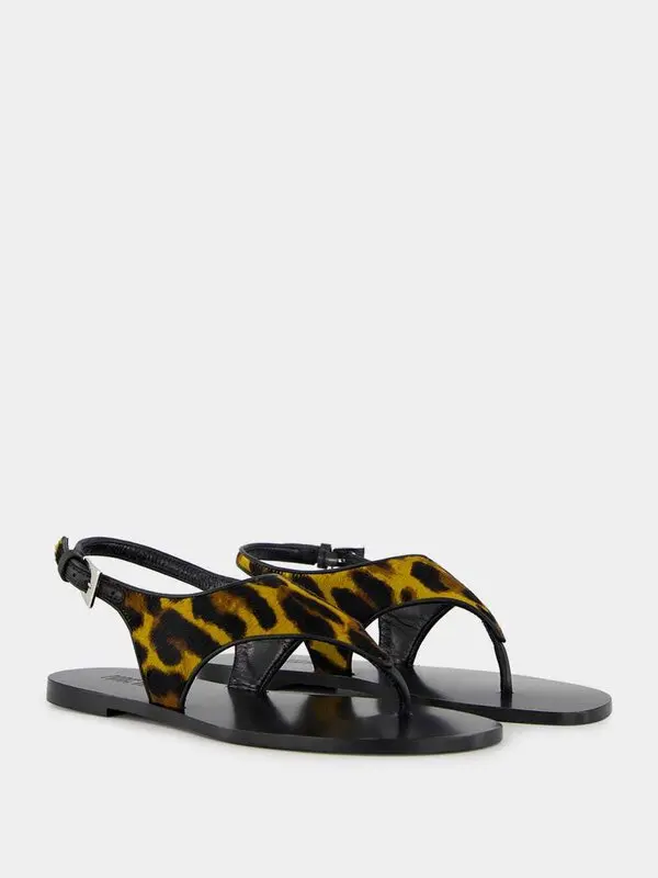 Paris Texas Leopard-print Flat Sandals With Adjustable Ankle Strap