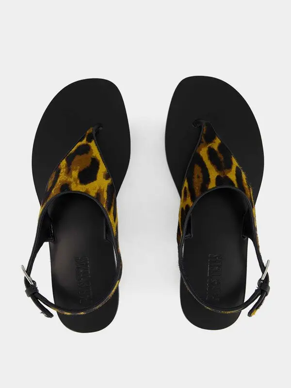 Paris Texas Leopard-print Flat Sandals With Adjustable Ankle Strap