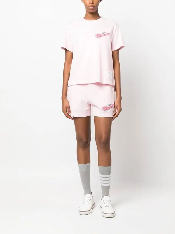 Thom Browne Pink Car Patch Drawstring Shorts - Light Pink