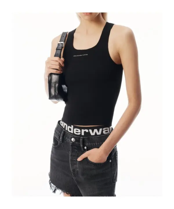 Alexander Wang Jacquard Logo Racer Tank Top
