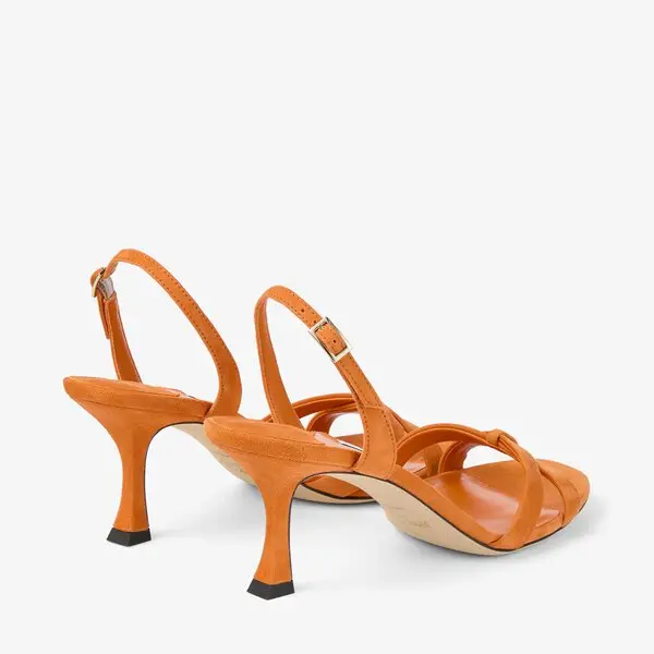 JIMMY CHOO Suede Crossover Slingbacks With Sculpted Heel