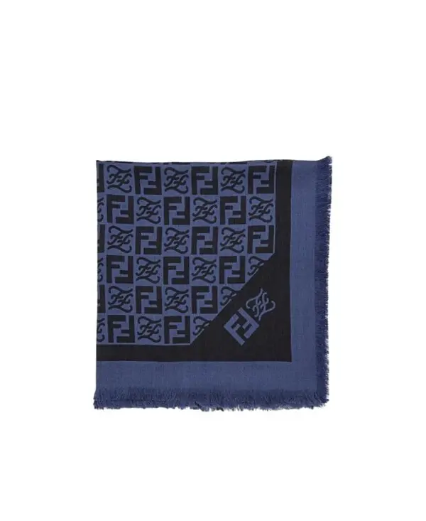 Fendi Monogram-print Scarf - Blue