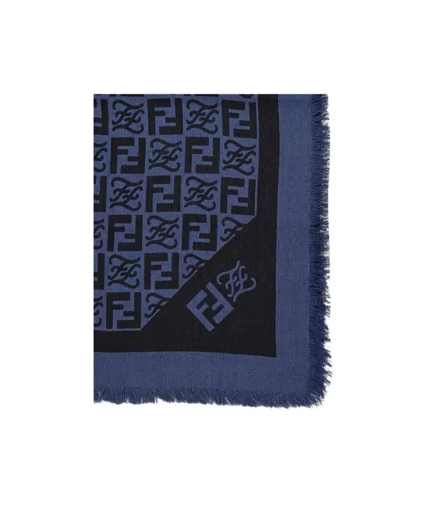 Fendi Monogram-print Scarf - Blue