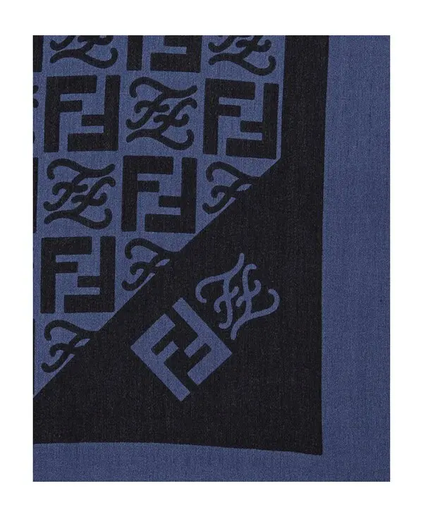 Fendi Monogram-print Scarf - Blue