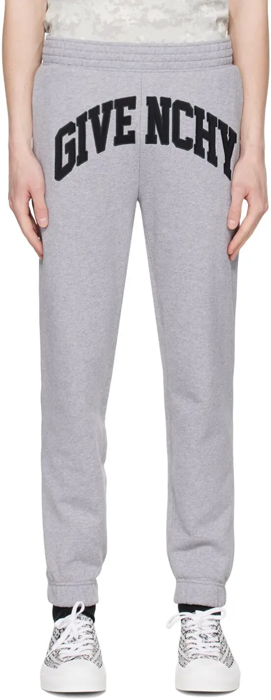 Givenchy Logo Printed Elastic Waist Jogging Pants - Gray