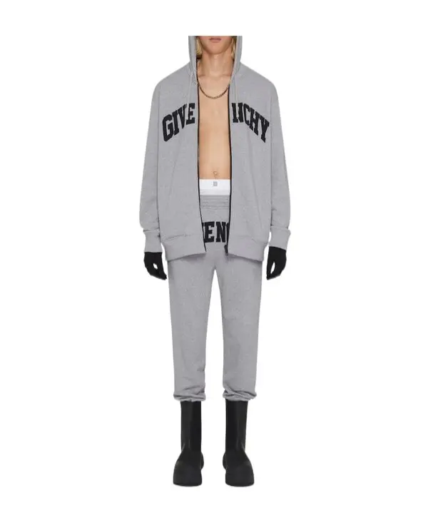 Givenchy Logo Printed Elastic Waist Jogging Pants - Gray