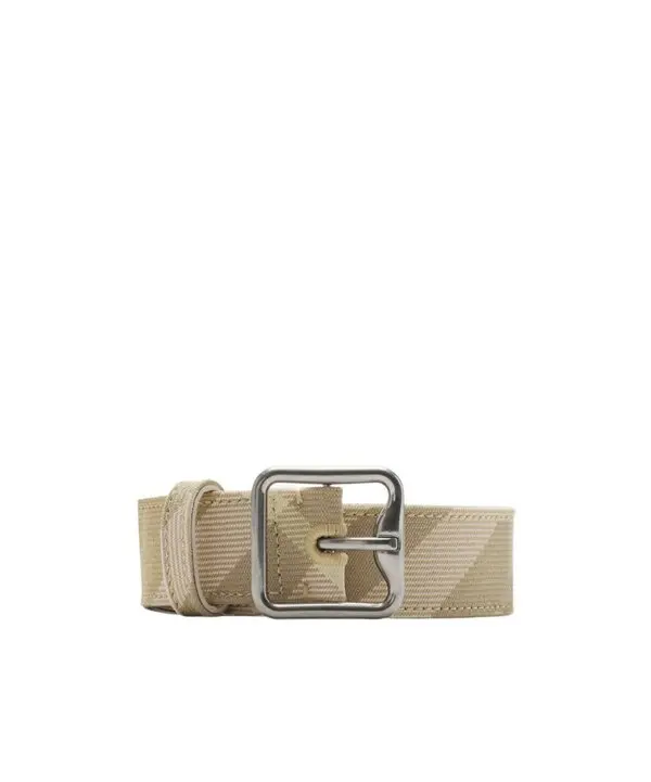 Burberry Check Printed Buckled Belt - Nude