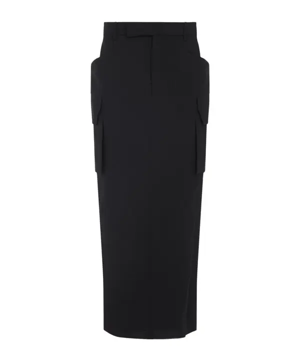 Rick Owens Cargo Pocket Wool Skirt - Black
