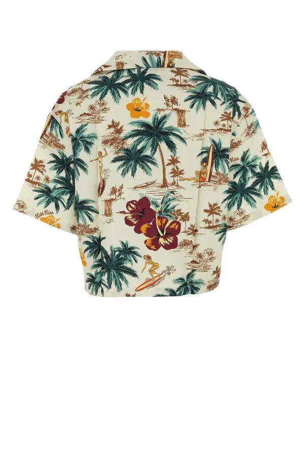 Miu Miu Graphic Printed Short Sleeve Shirt - No