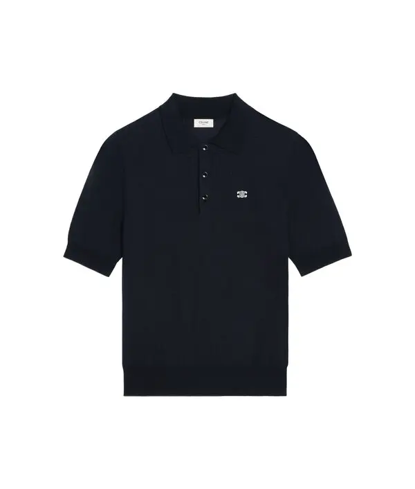 Celine Triomphe Polo In Fine Cotton - Blue