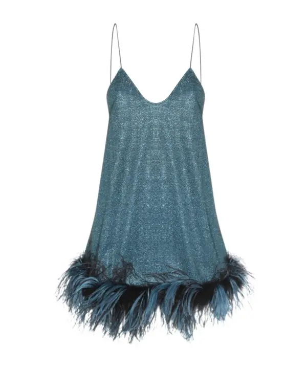 Oseree Lumire Plumage Sleeveless Mini Dress - Blue