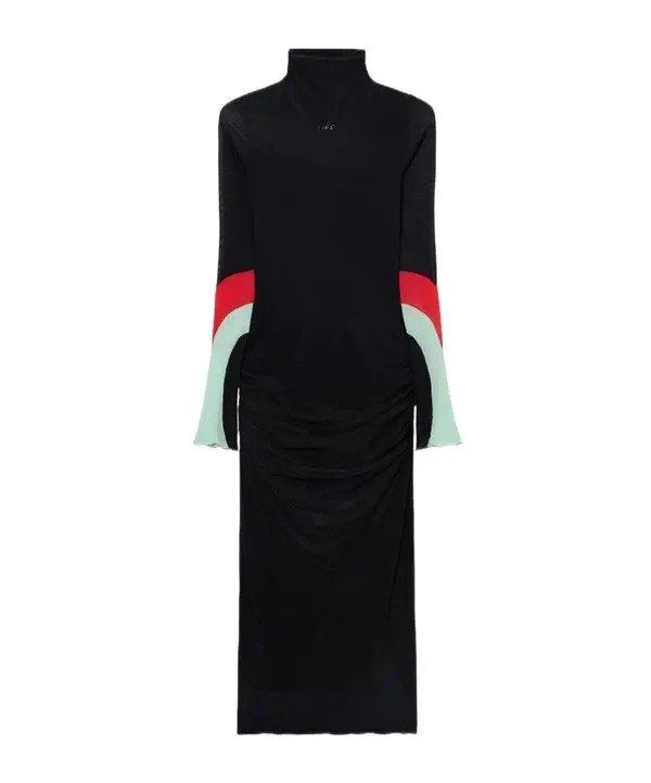 Off-White Jersey Insert Dress With Colorblock Sleeves