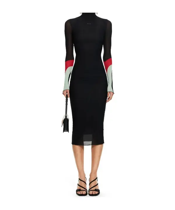 Off-White Jersey Insert Dress With Colorblock Sleeves