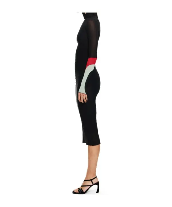 Off-White Jersey Insert Dress With Colorblock Sleeves