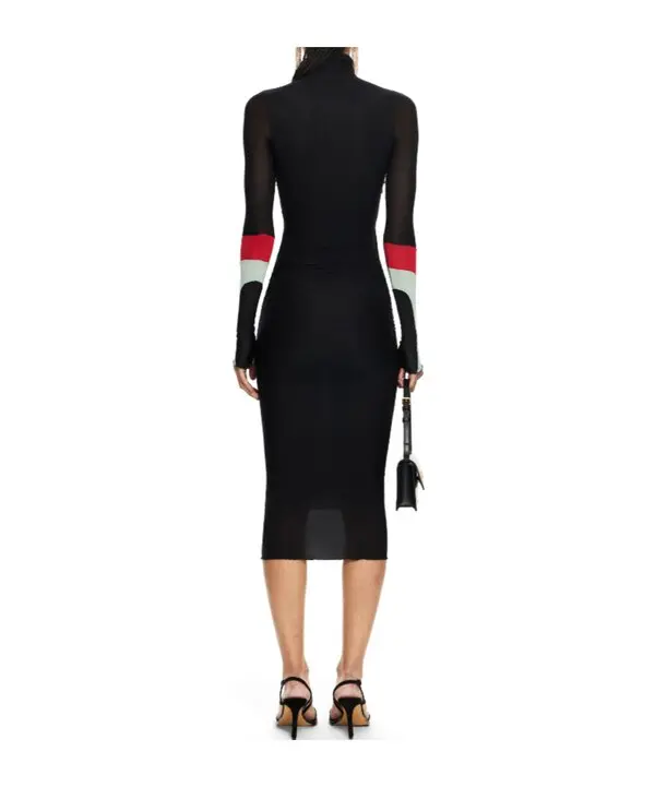 Off-White Jersey Insert Dress With Colorblock Sleeves