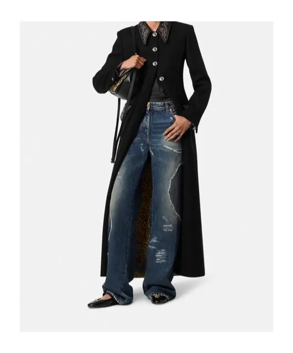 Versace Distressed Logo Patch Jeans