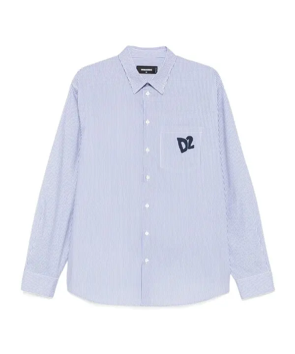 Dsquared2 Pinstripe Long Sleeve Shirt - Sky-blue
