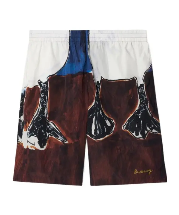 Burberry Swan Print Bermuda Shorts - Black