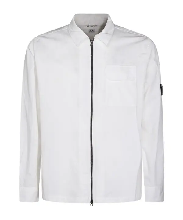 C.P. COMPANY Lens Detailed Zipped Shirt - White