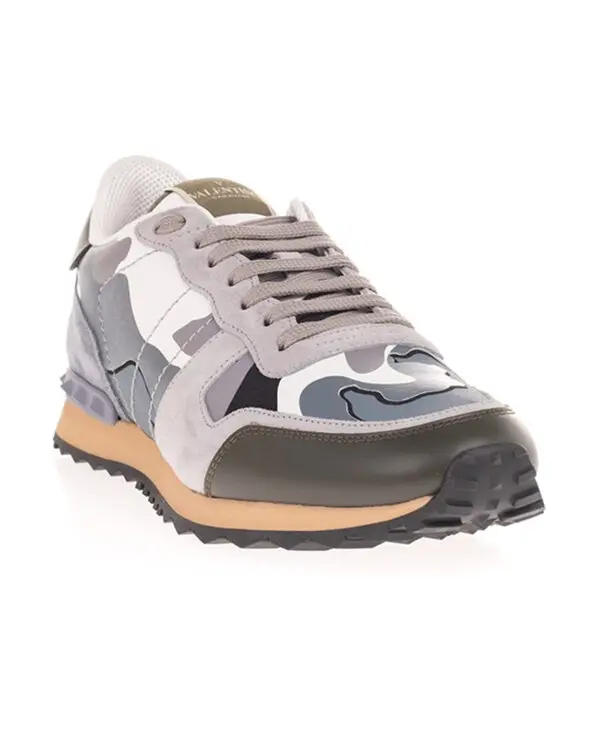 Valentino Garavani Rockstud Camouflage Rockrunner Sneakers - Gray