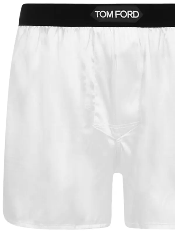 TOM FORD Logo-waistband Stretched Satin Boxers - White