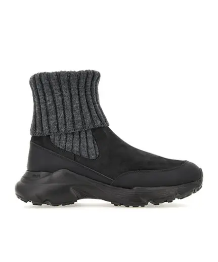 TOD'S Round Toe Knitted Ankle Boots - Black