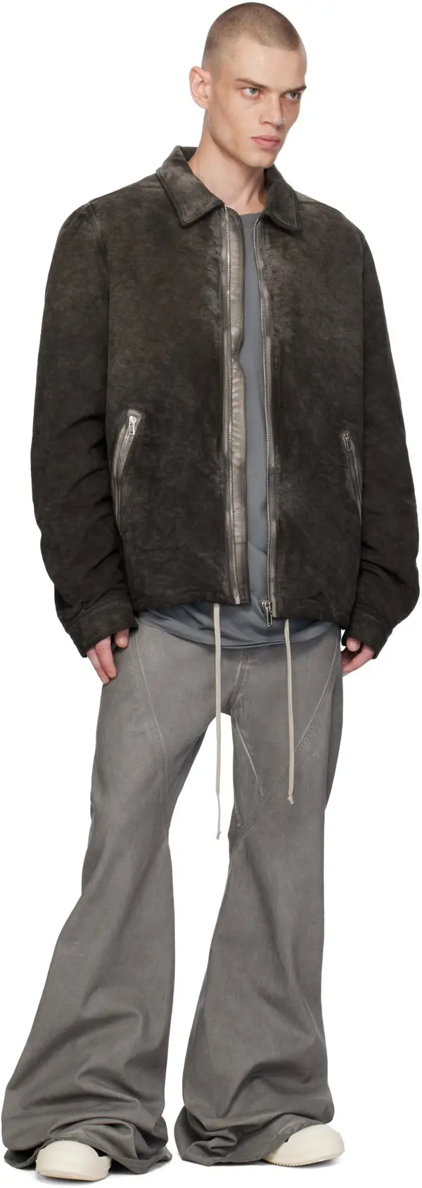 Rick Owens Zip-up Jacket With Drawstring Hem And Snap Cuffs - Dark Grey