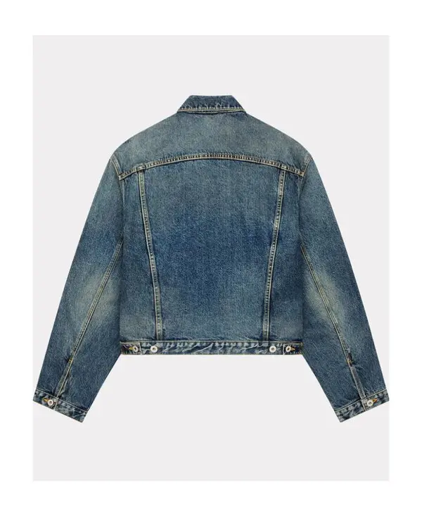 Kenzo Cropped Denim Jacket With Contrast Stitching
