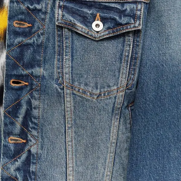 Kenzo Cropped Denim Jacket With Contrast Stitching