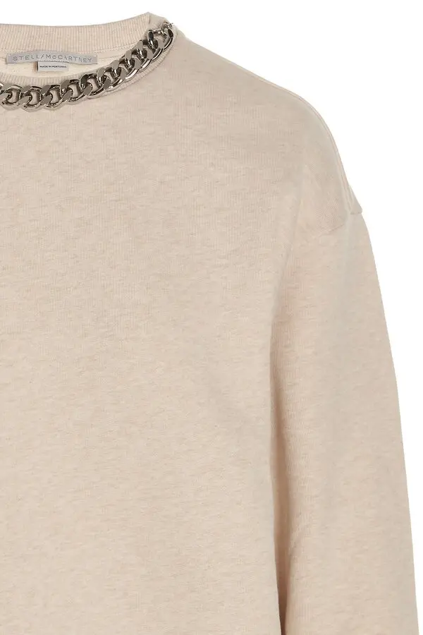 Stella McCartney Falabella Chain Detail Crewneck Sweater - Nude